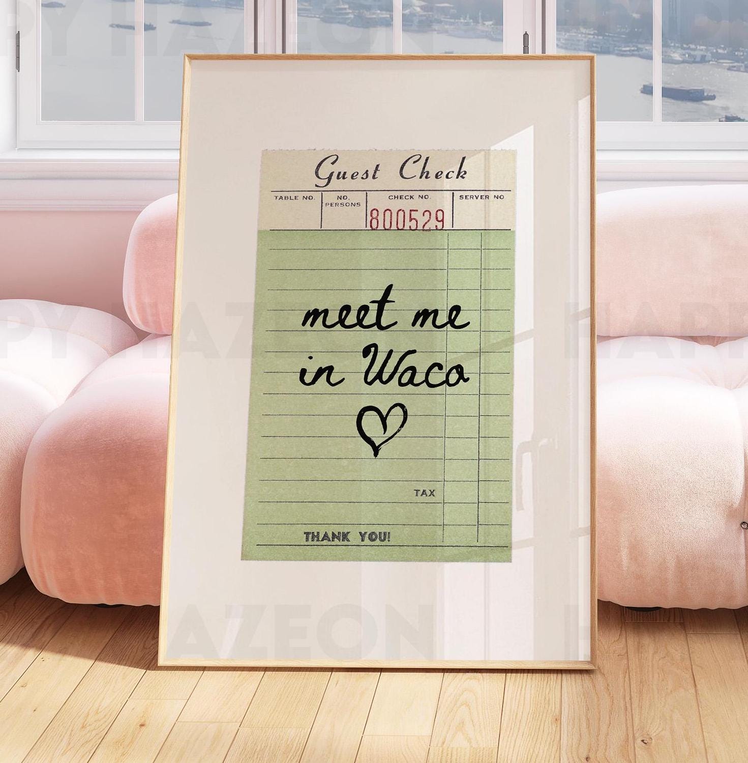 Waco Guest Check Print Poster Wall Art Waco Texas Art Minimalist Waco ...