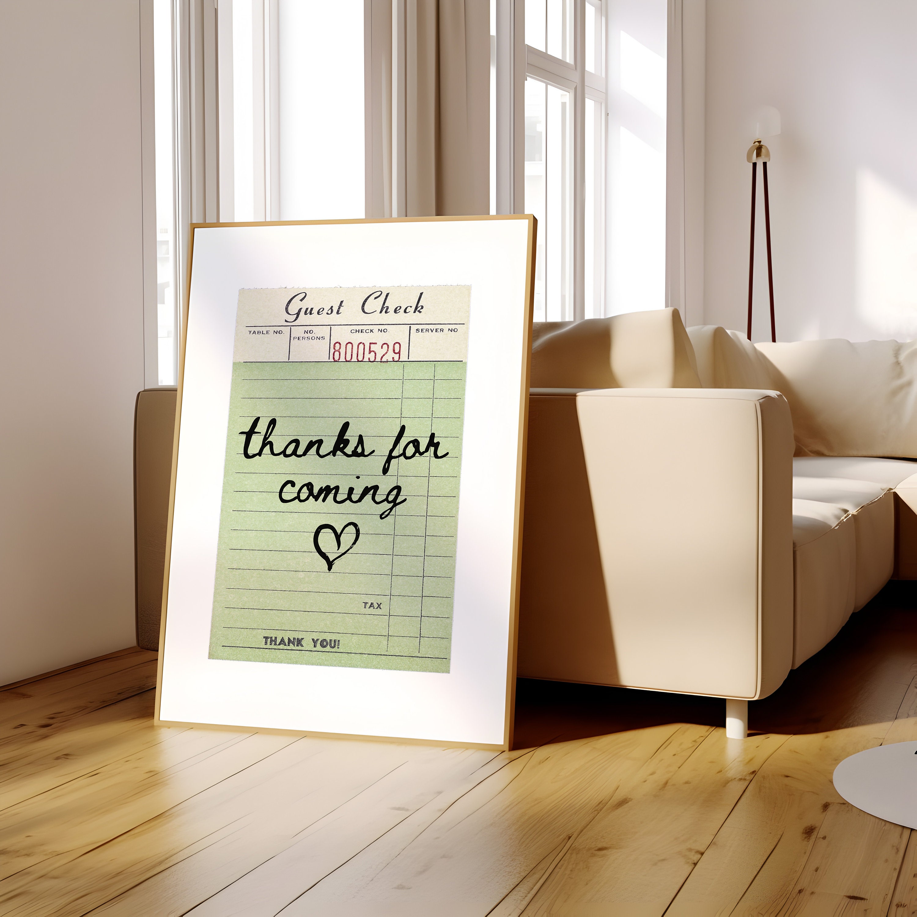 Thanks for Coming Guest Check Print Wall Art Decor Cocktail Art Bar ...
