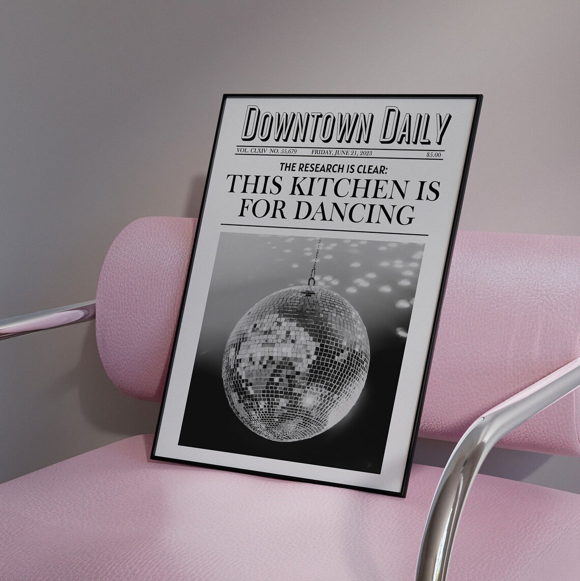 This Kitchen is for Dancing Newspaper Wall Art Print Bar Cart Art ...