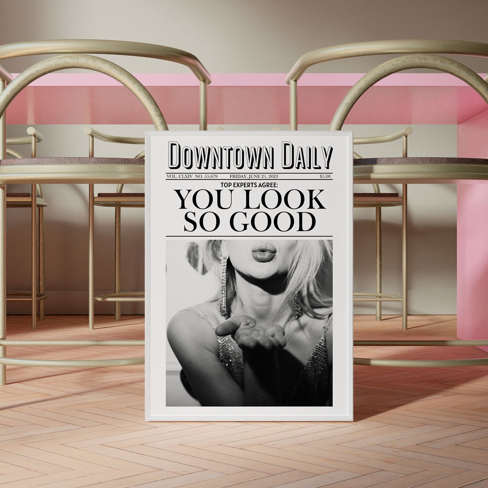 You Look so Good Newspaper Wall Art Print Bar Cart Art Trendy Printable ...