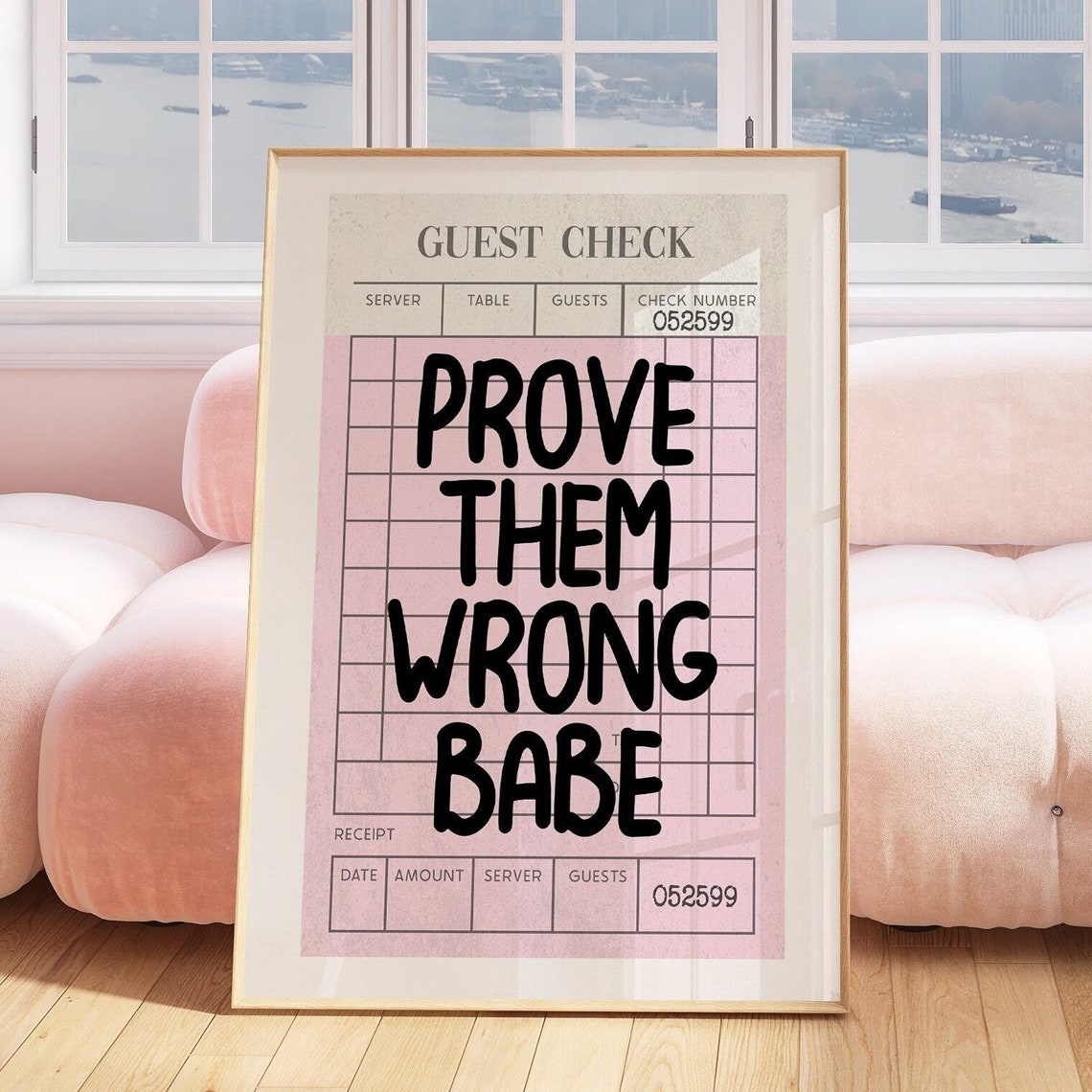Guest Check Print Wall Art Prove Them Wrong Babe Pink Aesthetic Wall ...