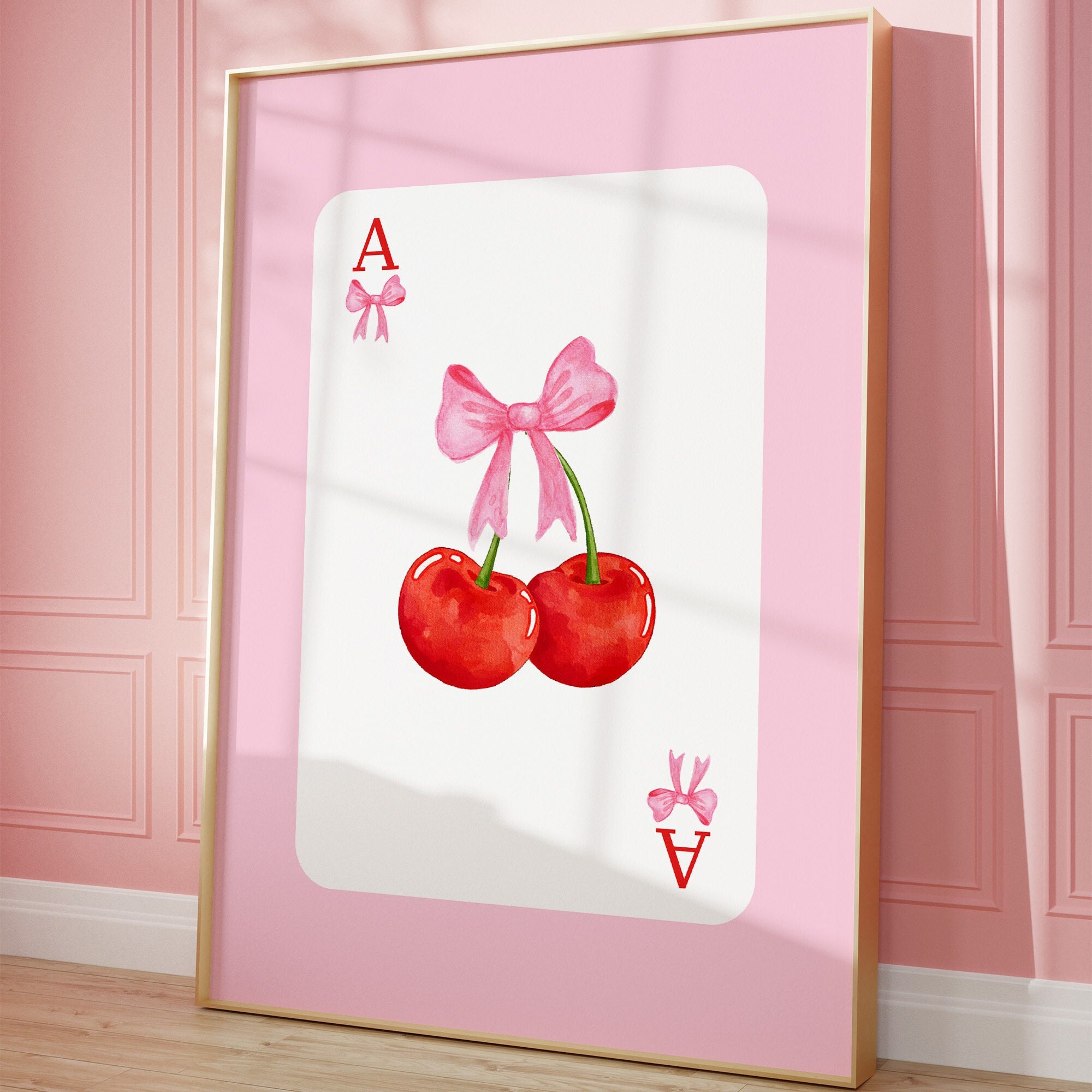 Coquette Room Decor Balletcore Wall Art Wall Art Cherry Bow Art Print ...