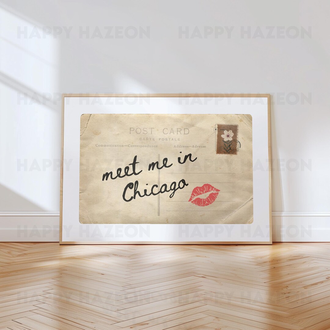 Chicago Print Postcard Poster Wall Art Chicago Illinois Art Minimalist ...