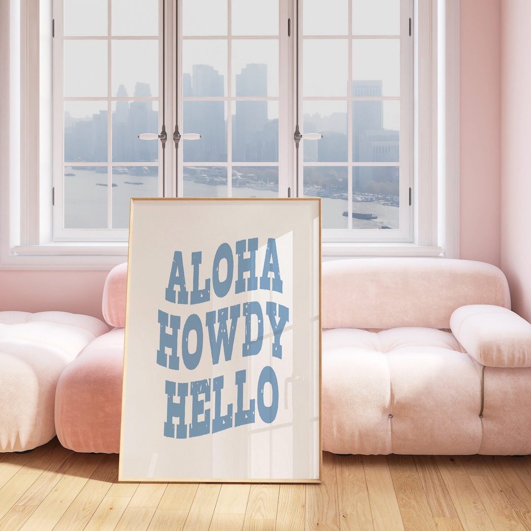 Trendy Cowgirl Wall Art Aloha Howdy Hello Cowgirl Coastal Blue Western ...