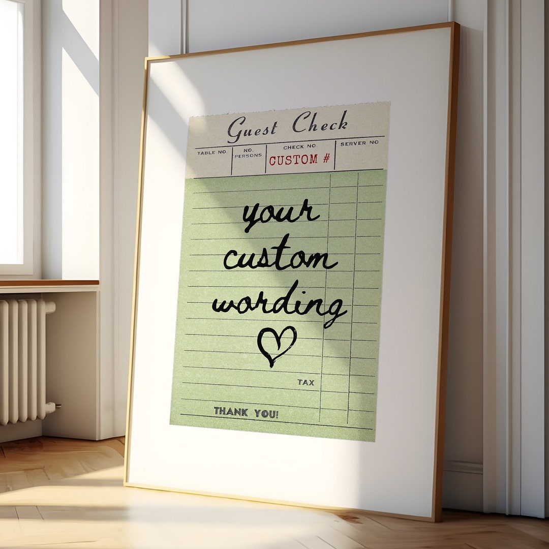 Custom Guest Check Numbers Print Wall Art Trendy College Dorm Decor Wall Art Poster Printable ...