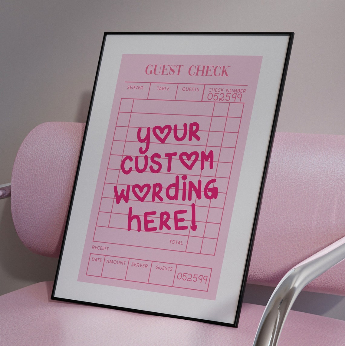 Custom Guest Check Print Wall Art Trendy College Dorm Decor Wall Art Poster Printable Wall Art ...