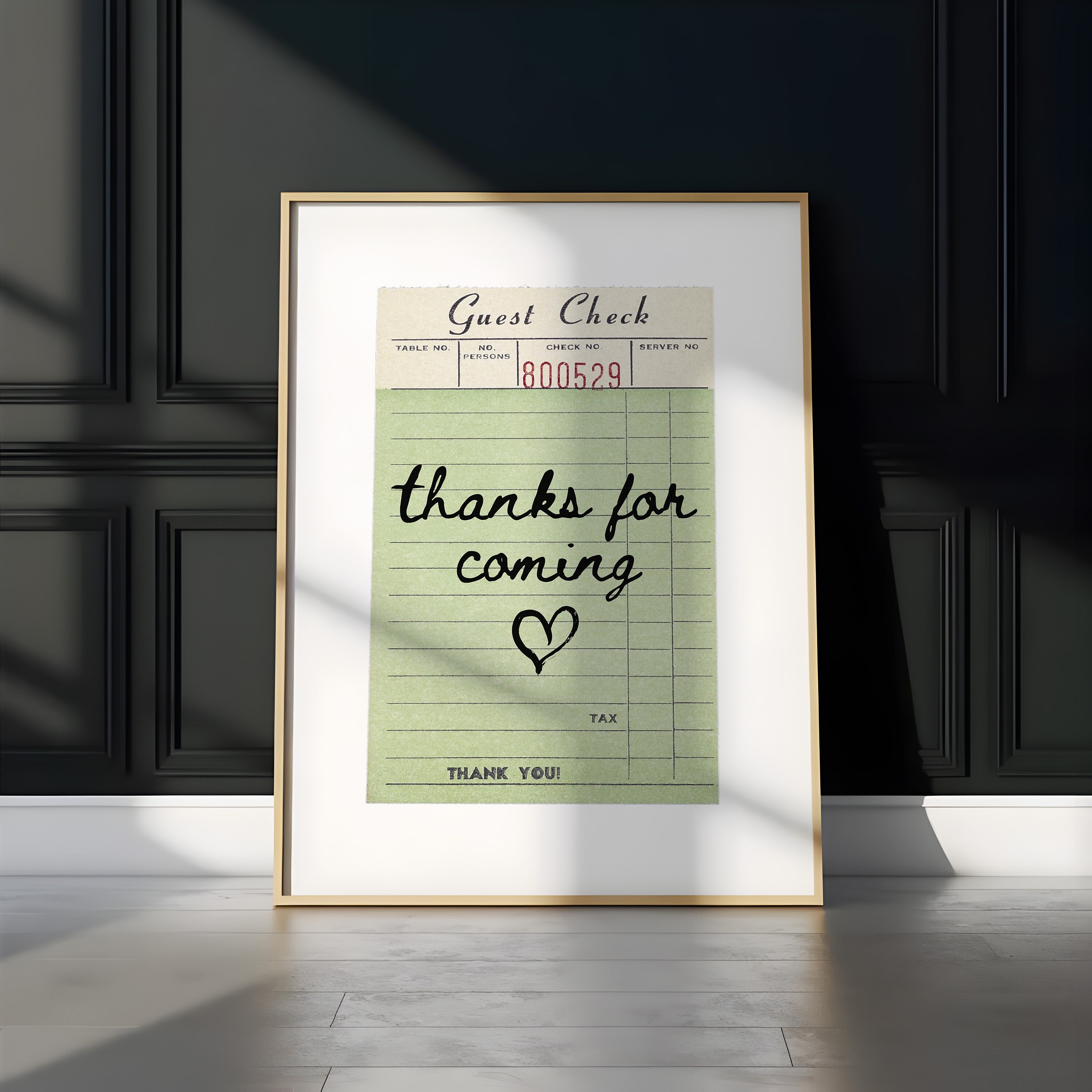 Thanks for Coming Guest Check Print Wall Art Decor Cocktail Art Bar ...