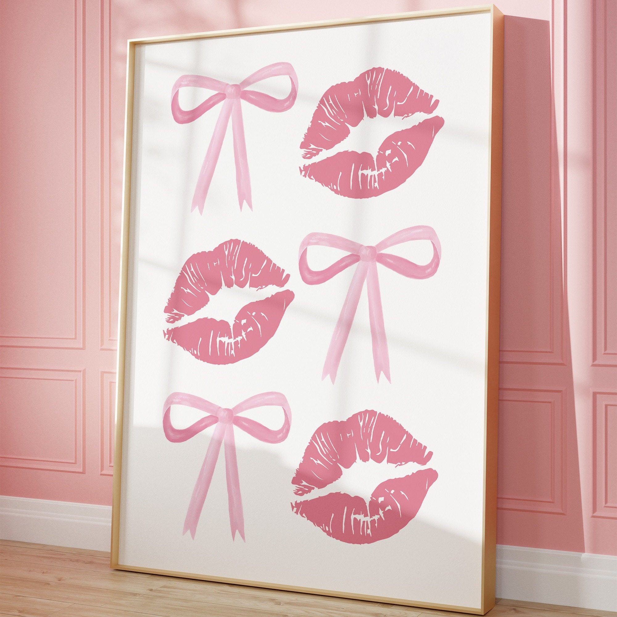 Coquette Wall Art Set Room Decor Balletcore Wall Art Cherry Bow Art ...