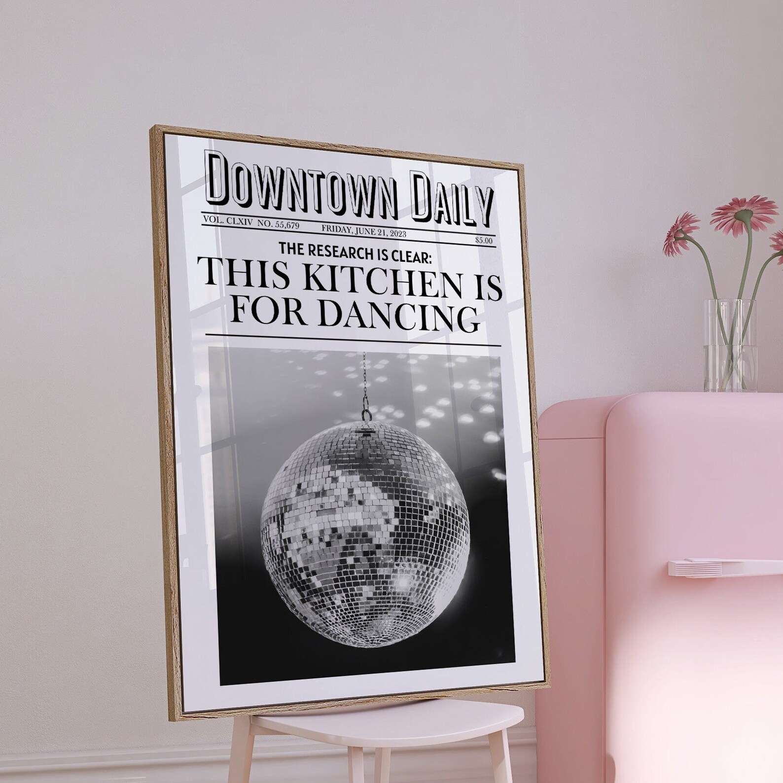 This Kitchen is for Dancing Newspaper Wall Art Print Bar Cart Art ...