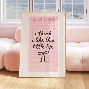 Coquette Room Decor Guest Check Print Balletcore Wall Art Wall Art Bow ...