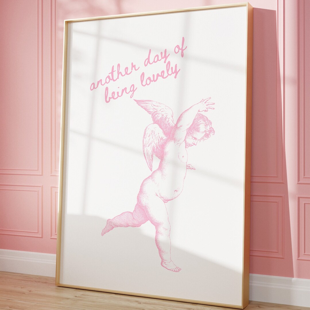 Balletcore Wall Art Coquette Room Decor Cherub Angel Wall Art Bow Art ...