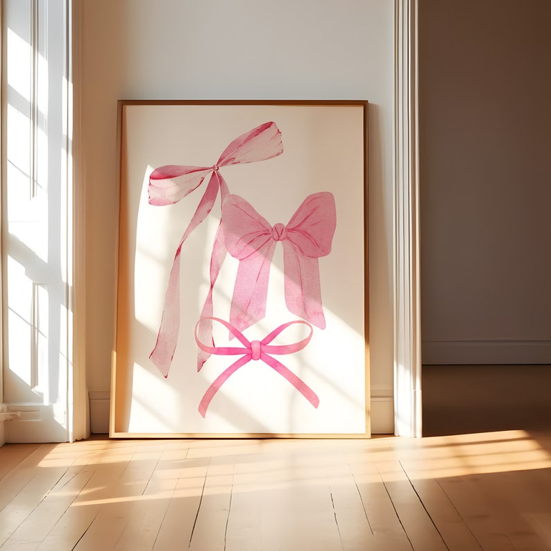 Coquette Room Decor Balletcore Wall Art Wall Art Grandmillenial Bow Art ...
