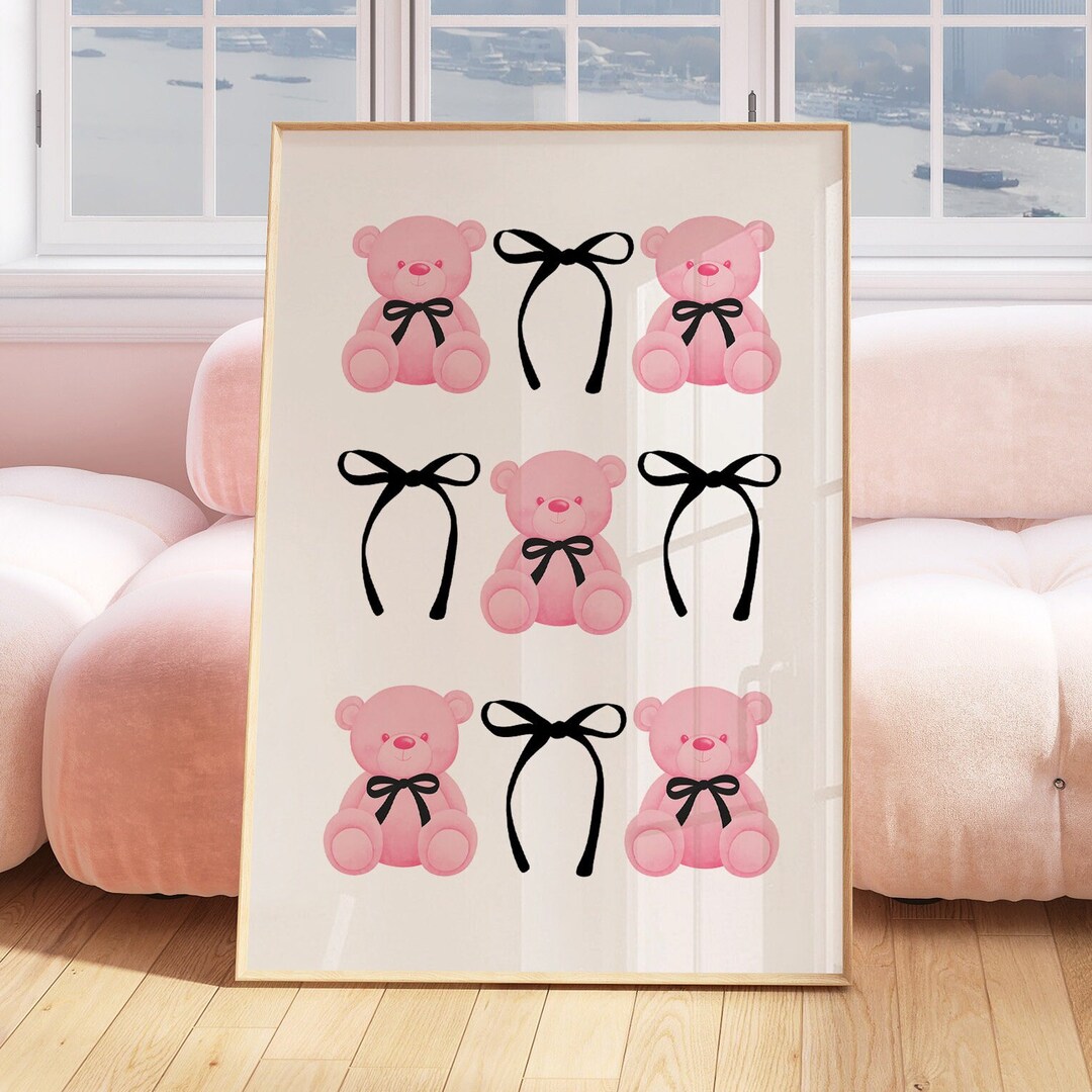 Kokette Raum Dekor Teddy Bär Wand Kunst Balletcore Wand Kunst Bogen ...