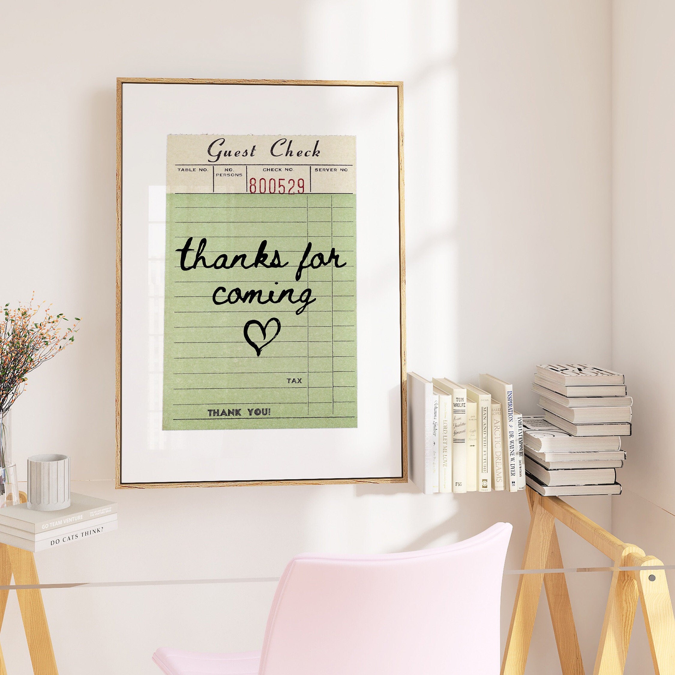 Thanks for Coming Guest Check Print Wall Art Decor Cocktail Art Bar ...