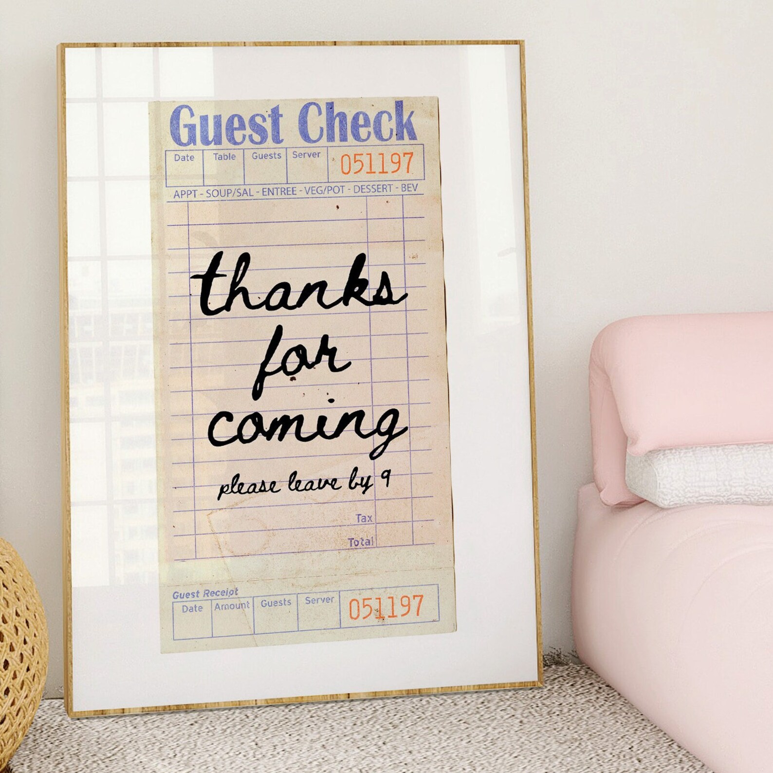 Guest Check Print Wall Art Decor Thanks for Coming Leave by 9 Cocktail ...