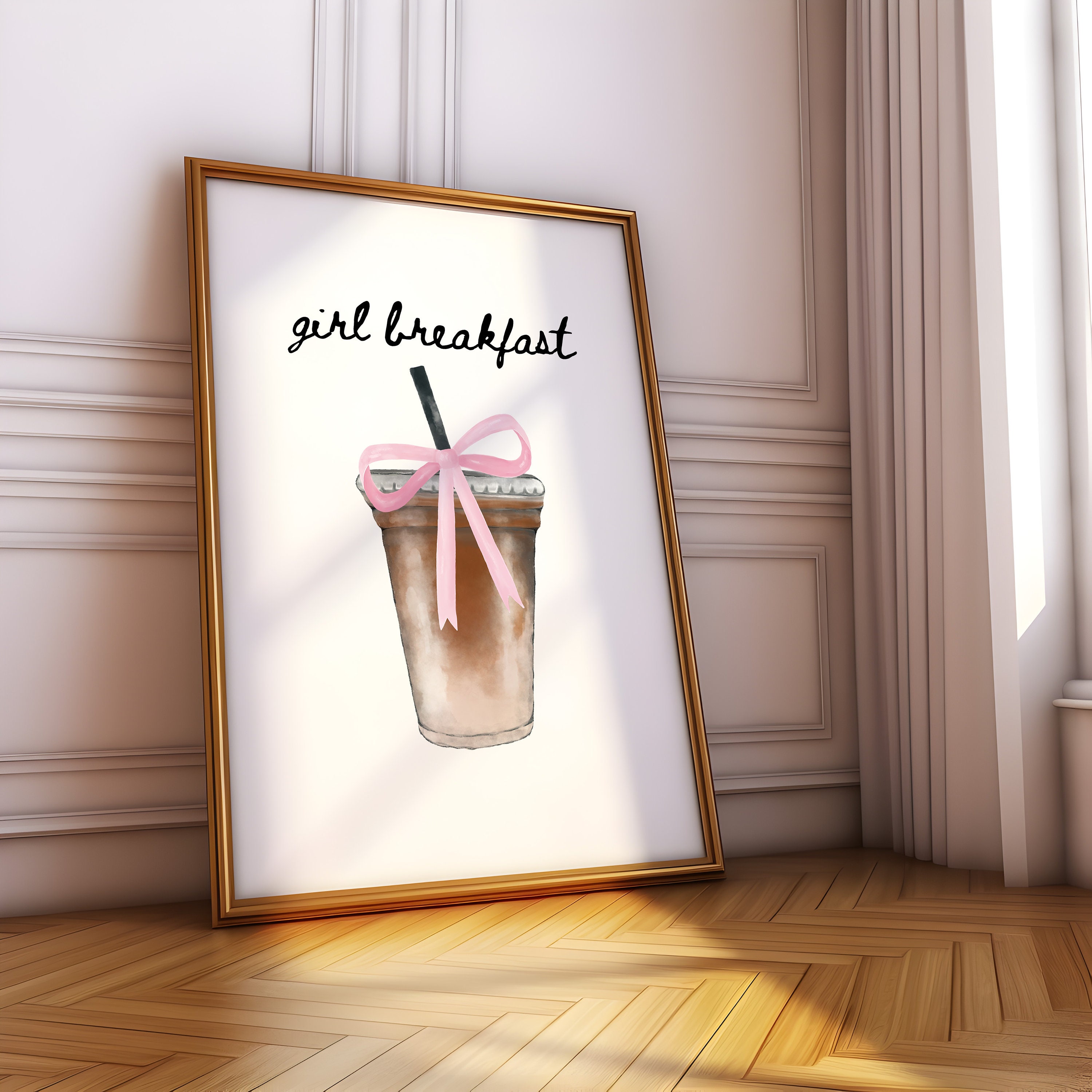 Iced Coffee Poster Art Print Coquette Kitchen Room Decor Iced Coffee ...