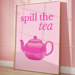 Retro Vintage Aesthetic Wall Art Print Spill the Tea Wall Decor Kitchen ...