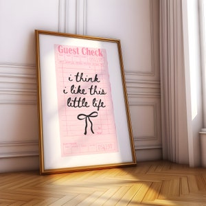Coquette Room Decor Guest Check Print Balletcore Wall Art Wall Art Bow ...