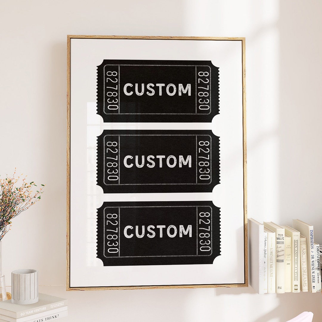 Custom Tickets Print Wall Art Trendy College Dorm Decor Wall Art Poster ...