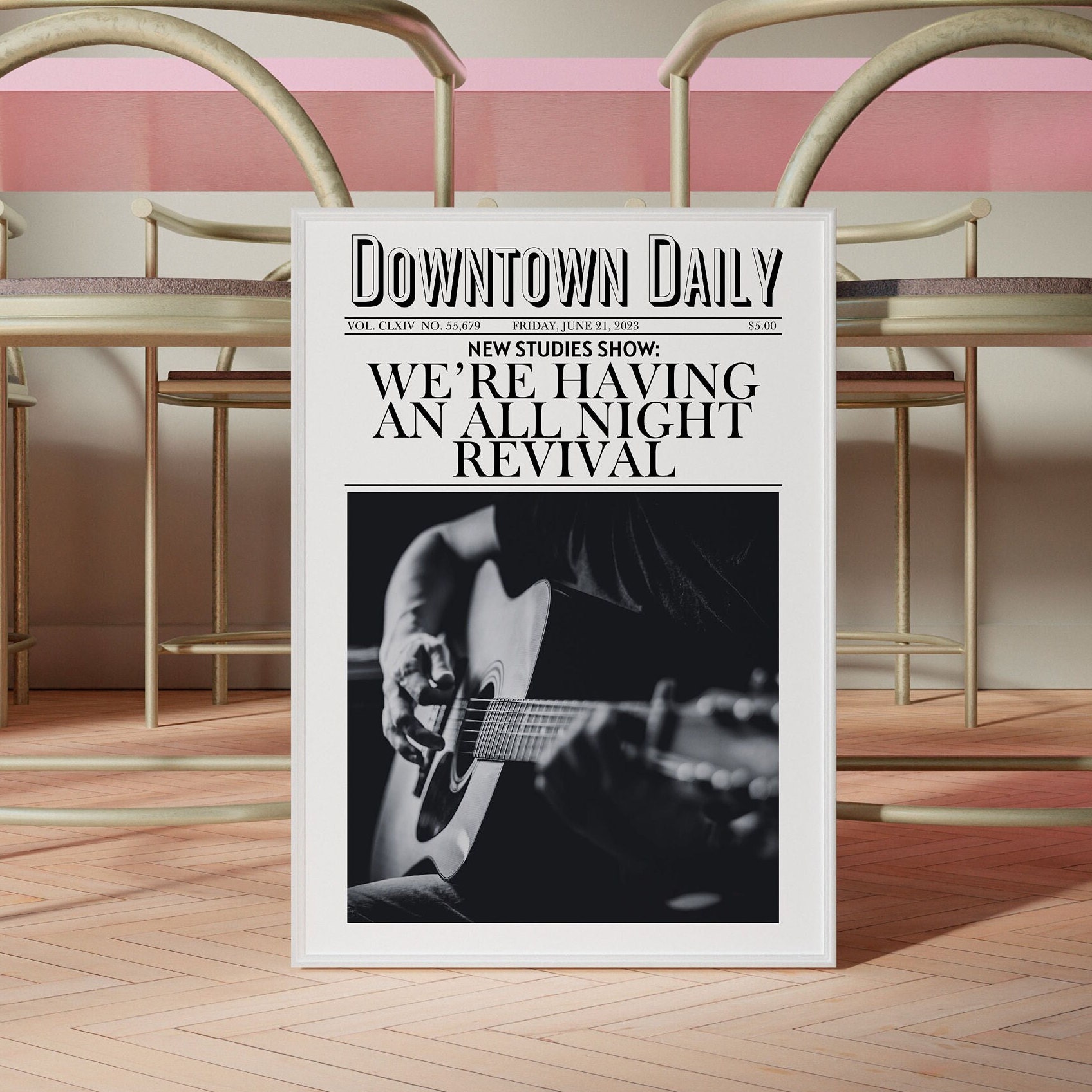 All Night Revival Wall Art Newspaper Print Wall Art Printable Cowgirl ...