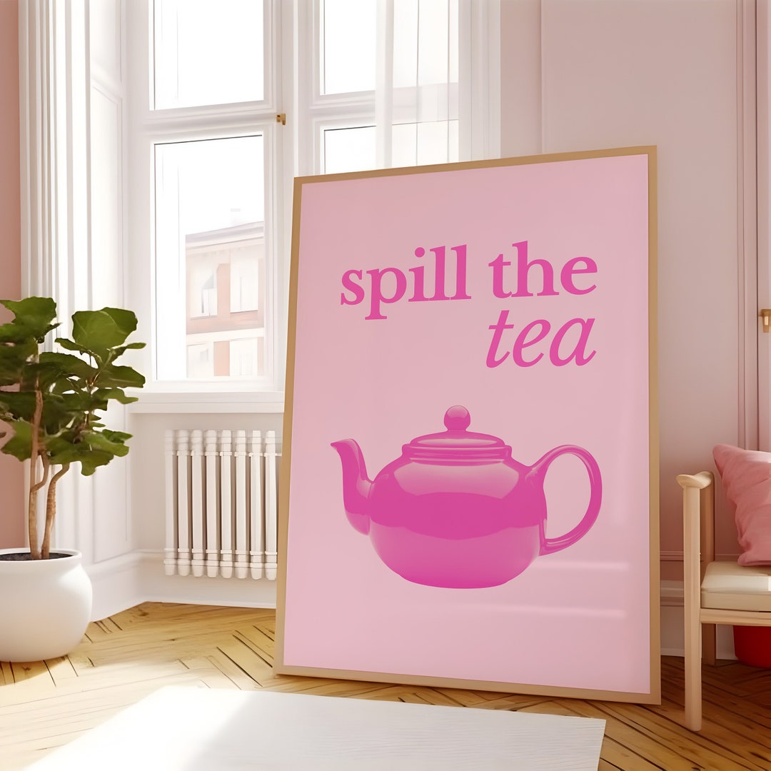 Retro Vintage Aesthetic Wall Art Print Spill the Tea Wall Decor Kitchen ...