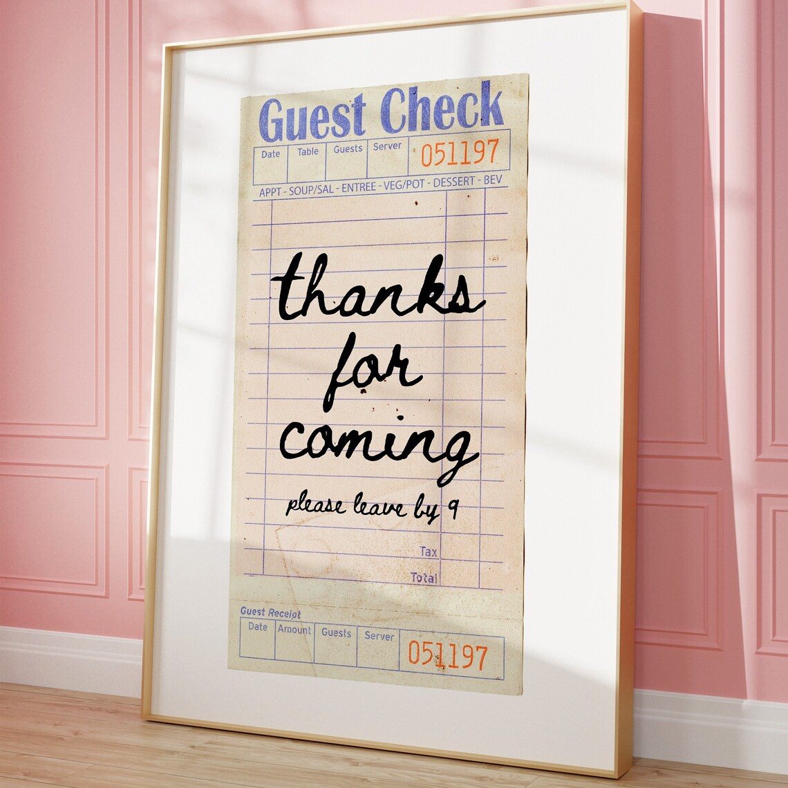 Guest Check Print Wall Art Decor Thanks for Coming Leave by 9 Cocktail ...