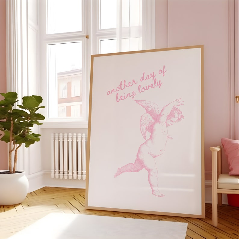 Balletcore Wall Art Coquette Room Decor Cherub Angel Wall Art Bow Art ...