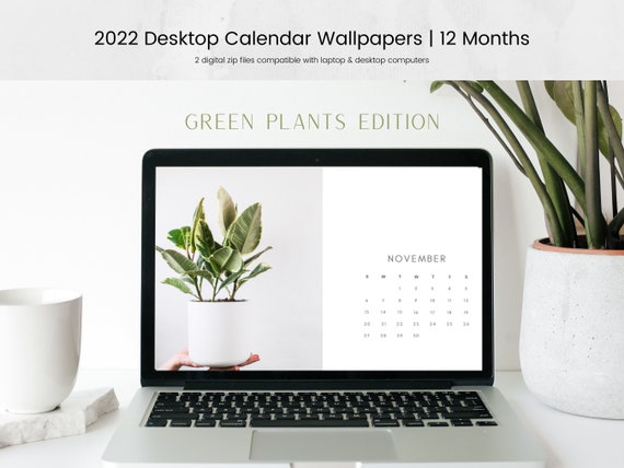 2022 Green Plants Desktop Wallpaper Calendar Minimalist - Etsy