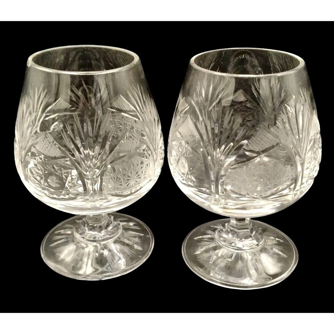 Vintage Hand Cut Czech Crystal Brandy Snifters ~ 2pc Set - Etsy