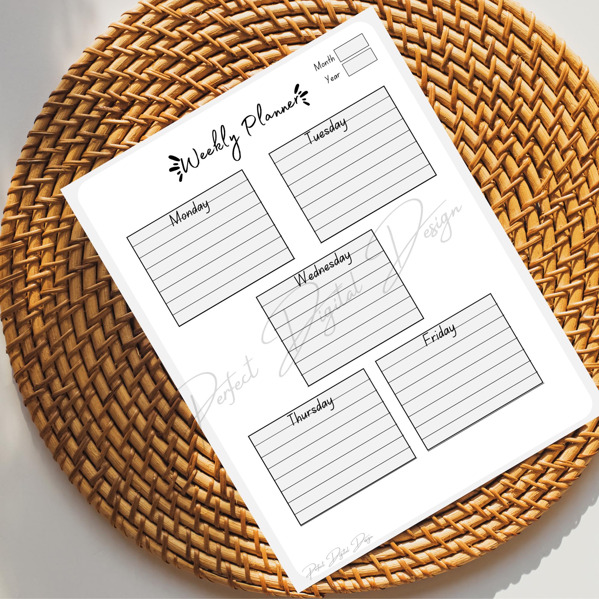 8.5x11 Weekly Planner, Printable PDF Weekly Planner, Weekly Planner PDF ...