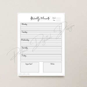 8.5x11 Weekly Planner, Printable PDF Weekly Planner, Weekly Planner PDF ...