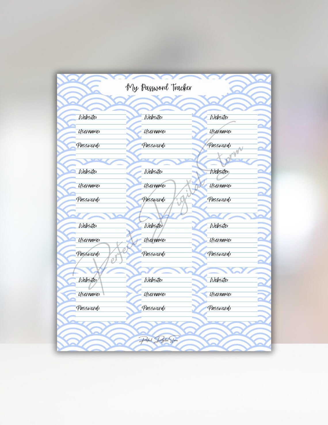 Instant Download Blue Password Tracker PDF Printable 8.5 X 11 Password ...