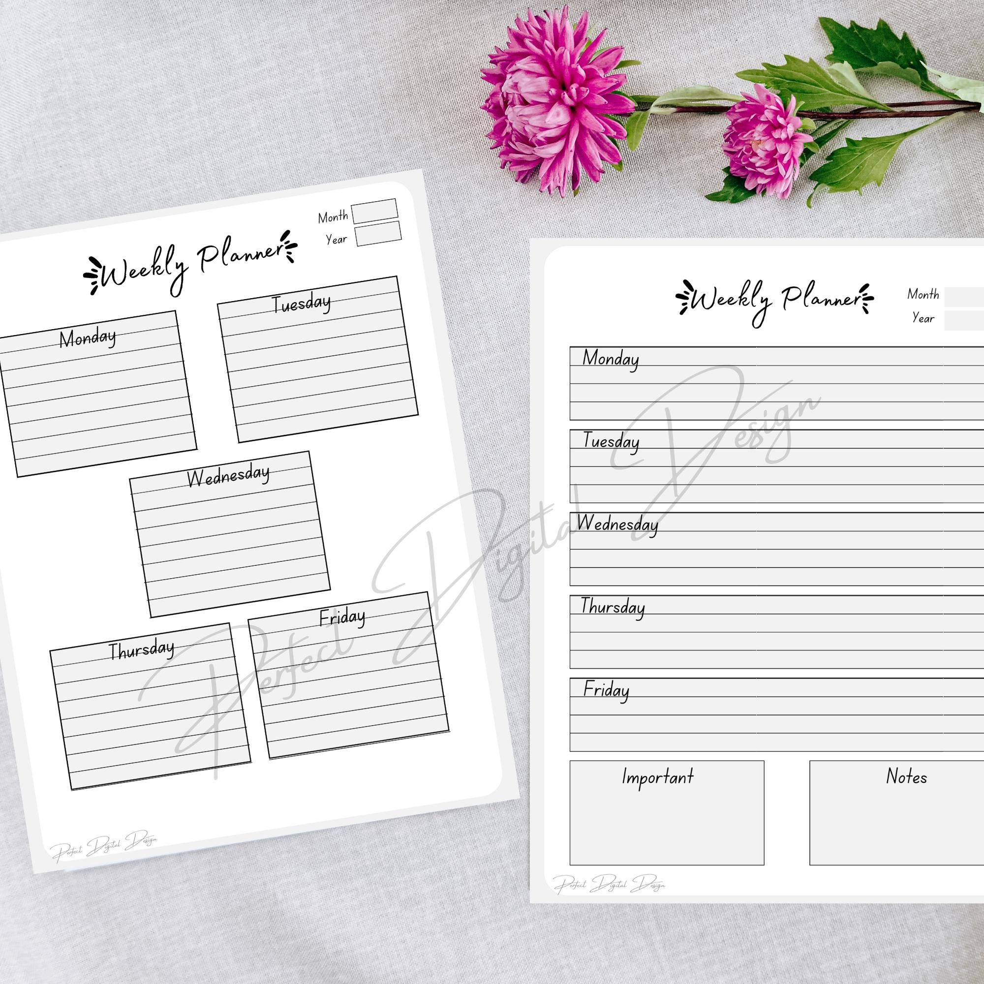 8.5x11 Weekly Planner, Printable PDF Weekly Planner, Weekly Planner PDF ...