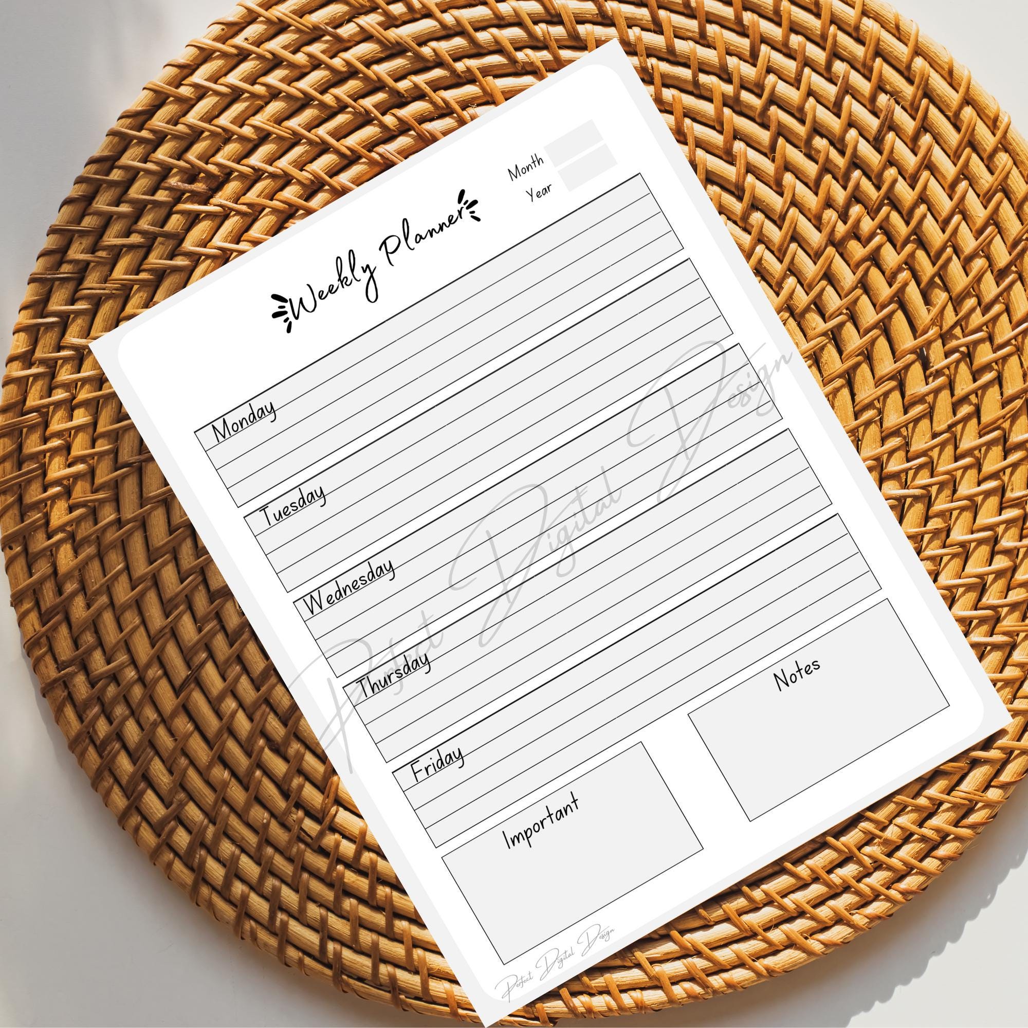 8.5x11 Weekly Planner, Printable PDF Weekly Planner, Weekly Planner PDF ...