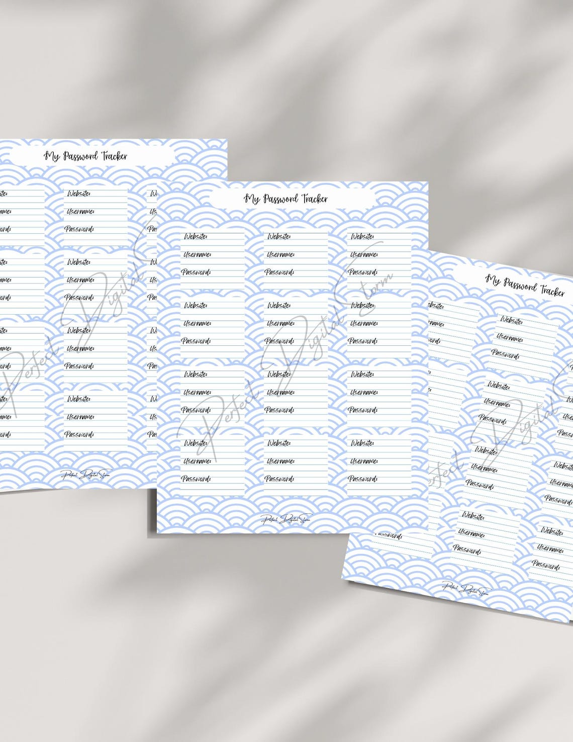 Instant Download Blue Password Tracker PDF Printable 8.5 X 11 Password ...