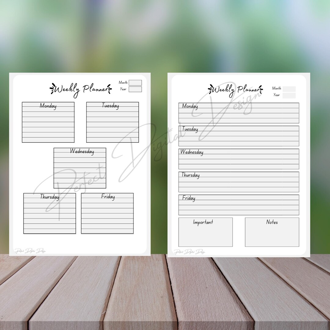 8.5x11 Weekly Planner, Printable PDF Weekly Planner, Weekly Planner PDF ...