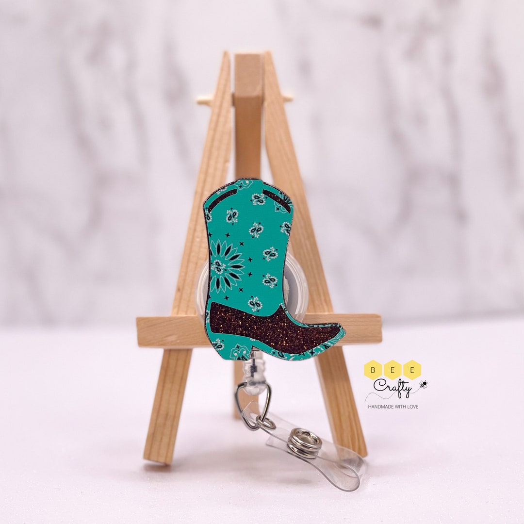 Western Badge Reel, Cowboy Boot Badge Reel, Cowgirl Lanyard ...