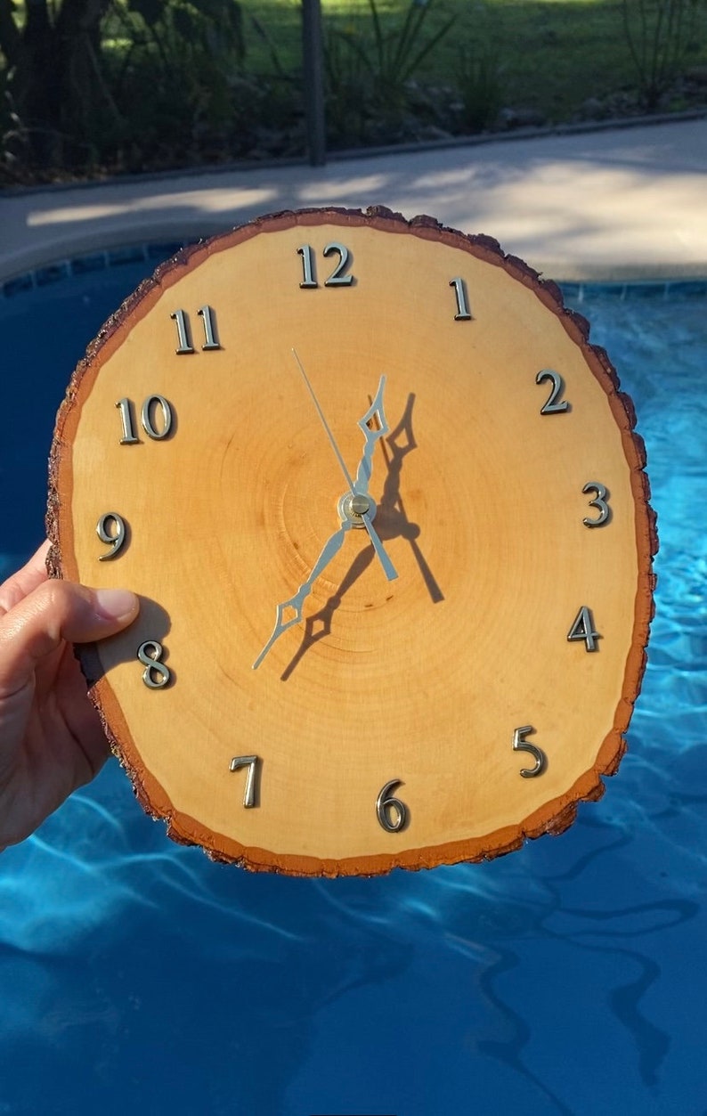 Wooden Live Edge Oak Clock Wall Mounted - Etsy