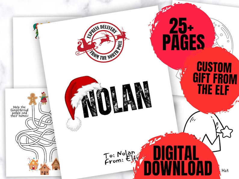 Custom Gift From Elf Christmas Coloring Pages for Christmas Activity ...