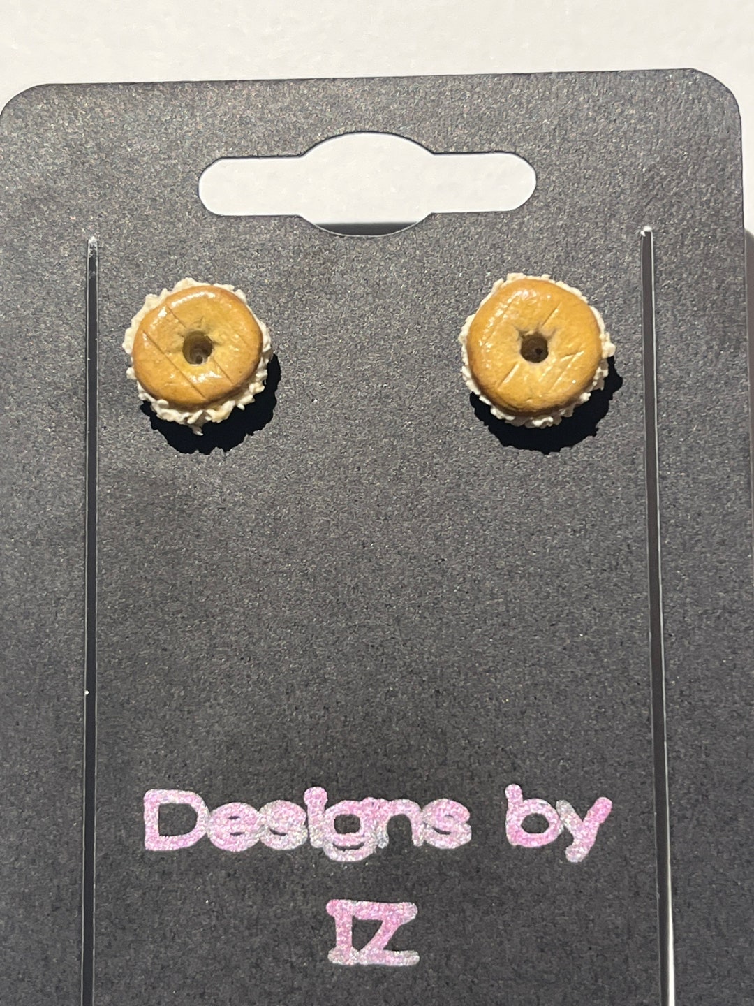 Realistic Plain Bagel With Cream Cheese Polymer Clay Stud Earrings - Etsy