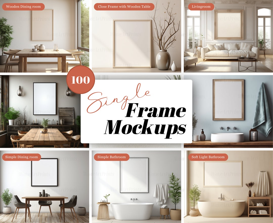 6 Theme 100 Single Frame Mockup Bundle I AI Frame Mockup I Frame Mockup ...