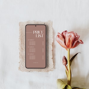 12 Colours Modern Aesthetic Price List, Minimalist Digital Price List ...