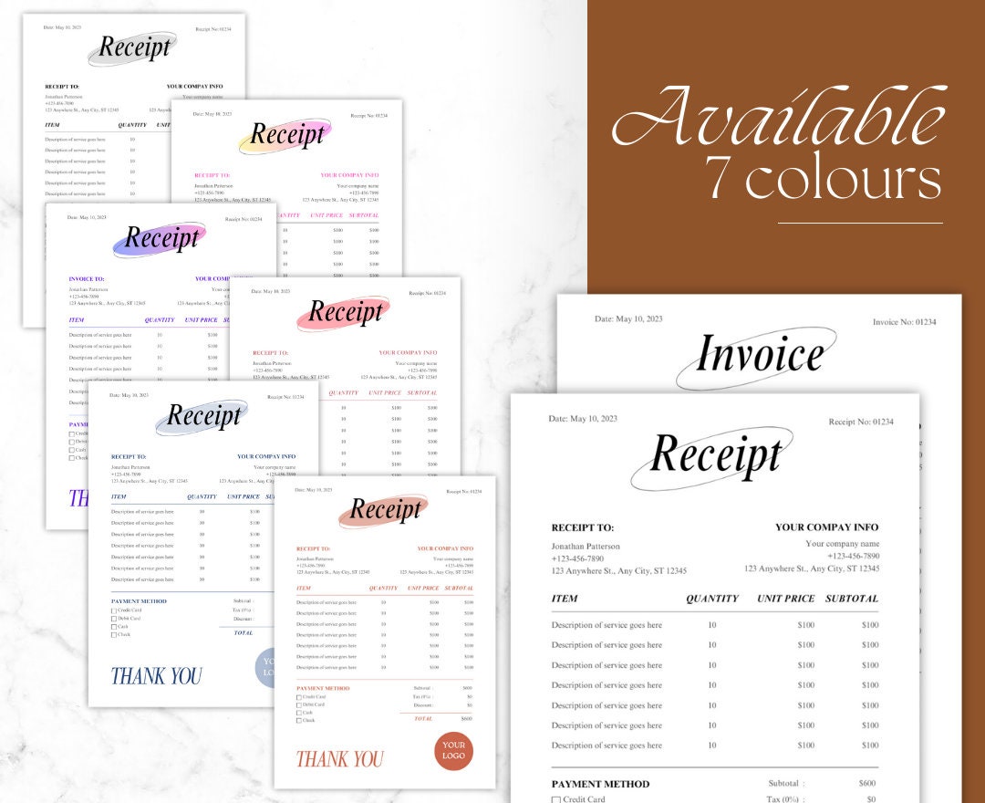 Editable Invoice & Receipt Template Invoice Template for - Etsy