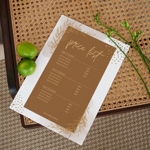 Editable Price List Template Printable Price Sheet Small - Etsy