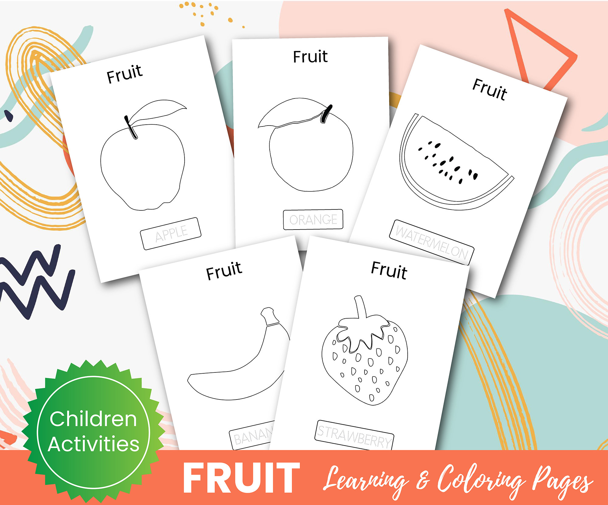 Fruit Coloring Pages, Printable Coloring Pages for Kids,preschool ...