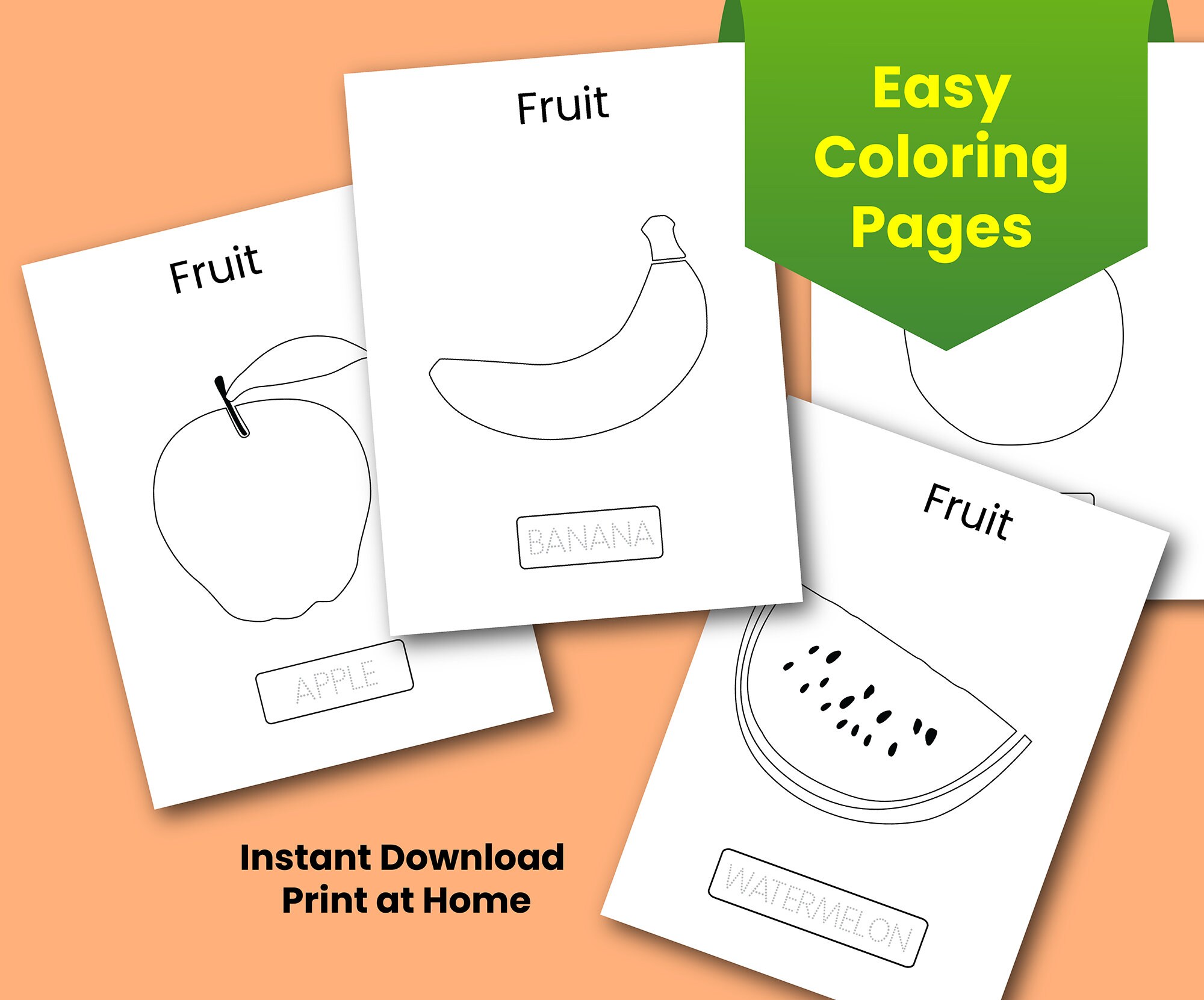 Fruit Coloring Pages, Printable Coloring Pages for Kids,preschool ...