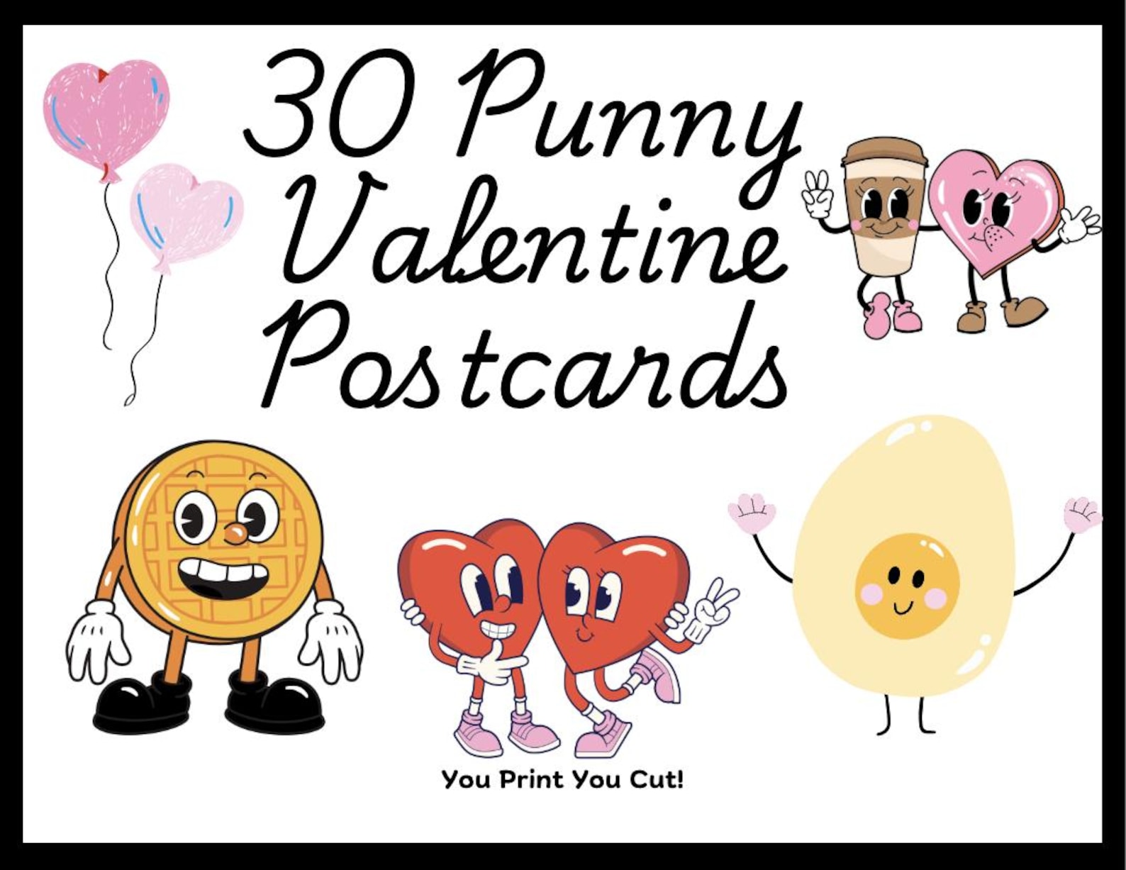 Set of 30 Punny Pun Valentine's Day Postcards for Middle and Elementary ...
