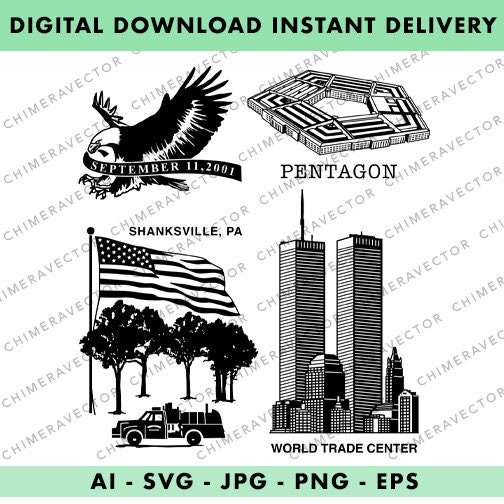 9/11 Logo Bundle (WTC / Pentagon / Shanksville, PA / Eagle) Svg - Ai ...
