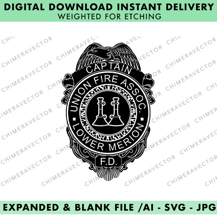 Fire Department Badge - Captain Logo - Vector Art - Etsy