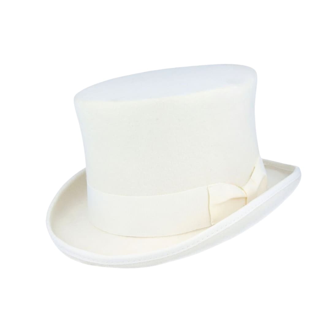 White Top Hat Elegant Wedding & Formal Wear Accessory Classic Stovepipe ...